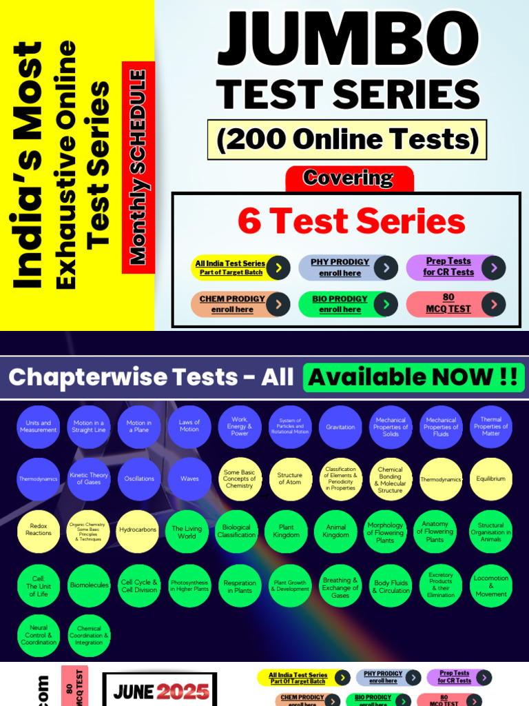 200 Test Jumbo Test Series - Test Planner | PDF | Gases | Physical Sciences