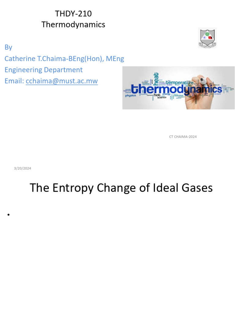 Lecture 7 Entropy Changes in Thermodynamic Processes | PDF | Entropy | Heat