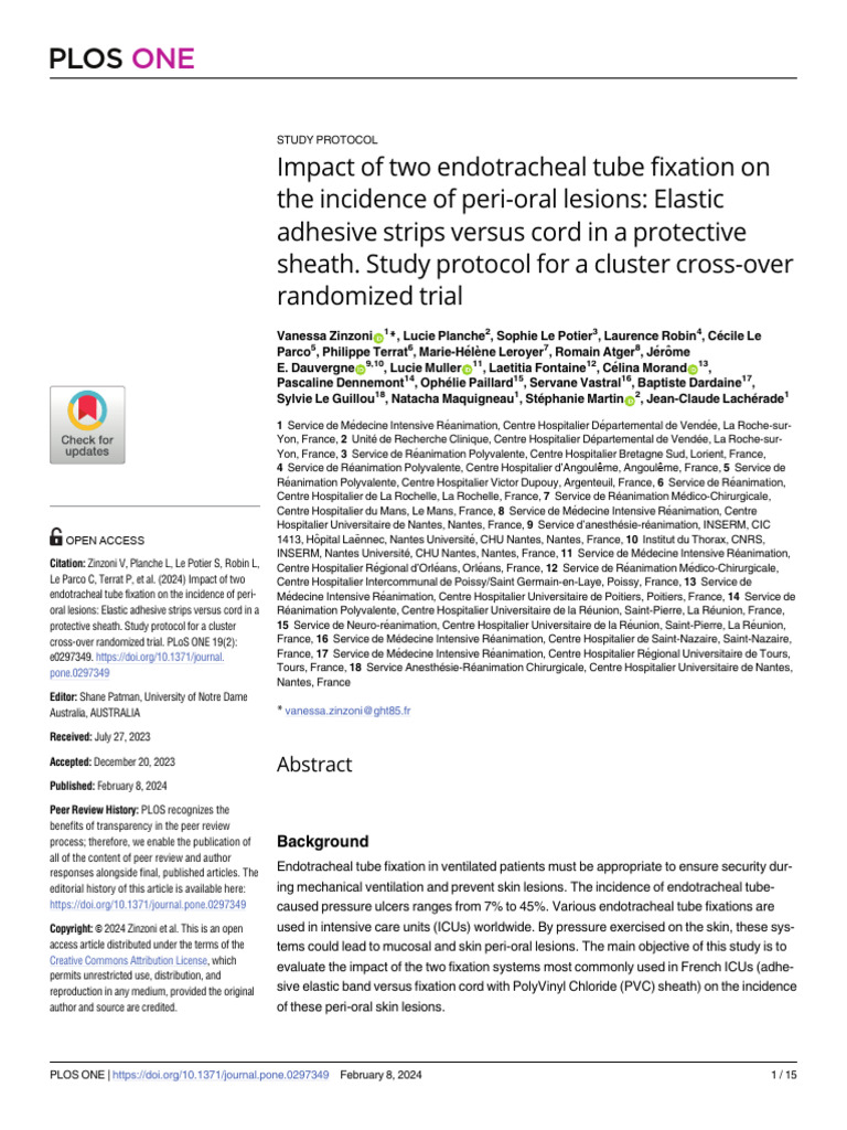 Endotracheal Tube Fixation Study Protocol | PDF | Intensive Care Unit ...