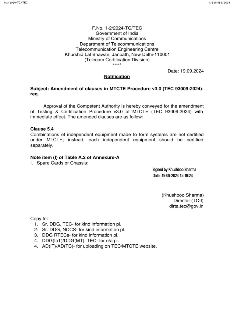 Mtcte Procedure Apr 2024 | PDF | Certification | Telecommunications