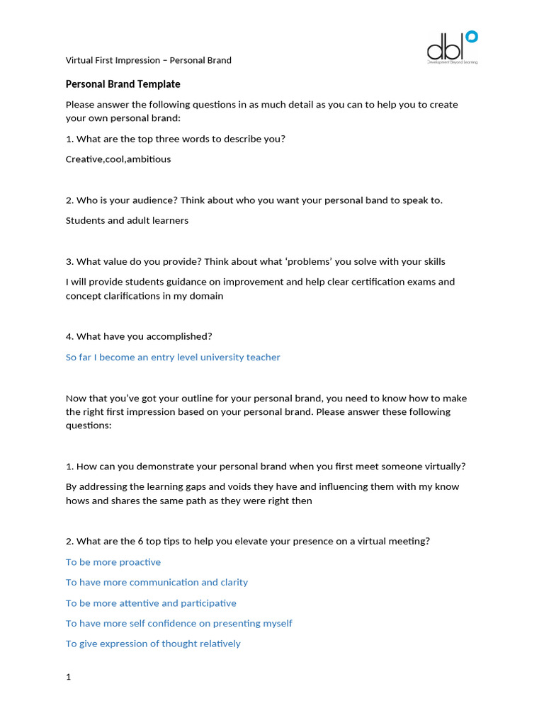2.1 Personal Brand Template v0.1 | PDF