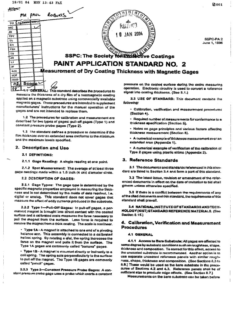 Paint Application Standard No.2 Measurement of Dry Coating Thickness ...