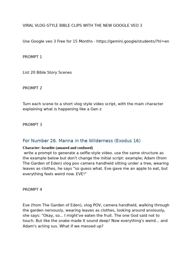 Gen Z Bible Vlog Scripts | PDF