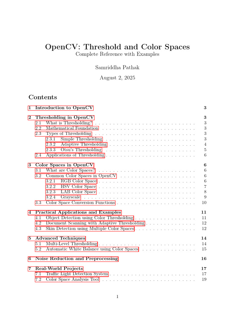OpenCV Threshold and Color Spaces - Day 2 | PDF | Light | Visual Perception
