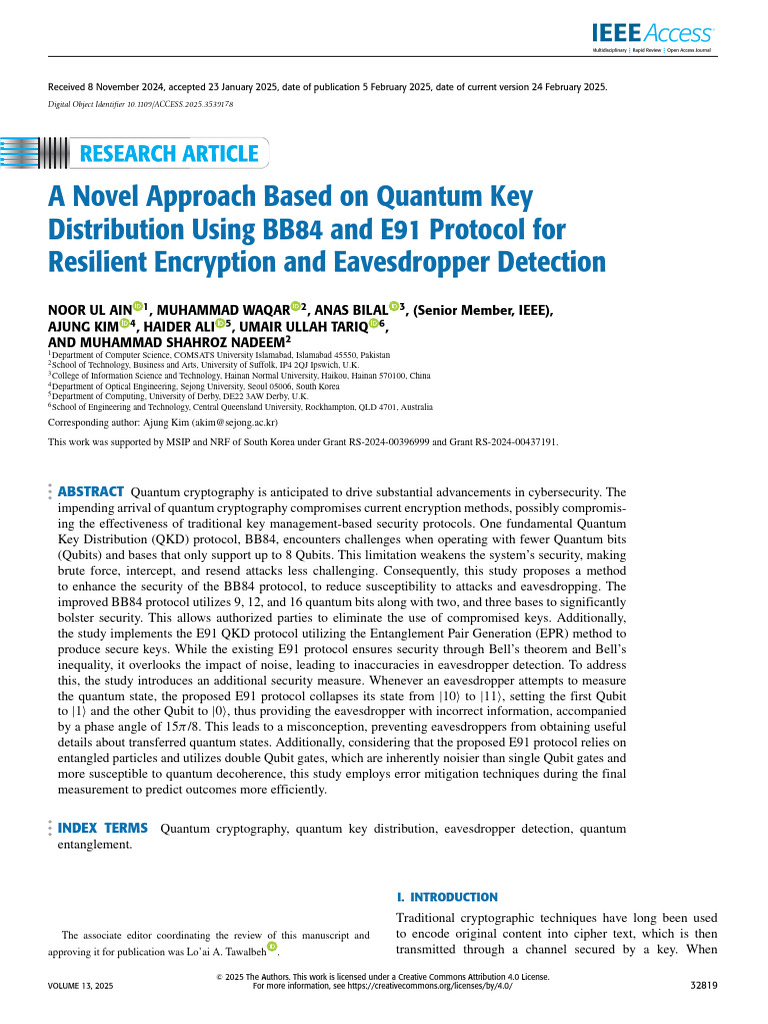 A Novel Approach Based On Quantum Key Distribution Using BB84 and E91 ...