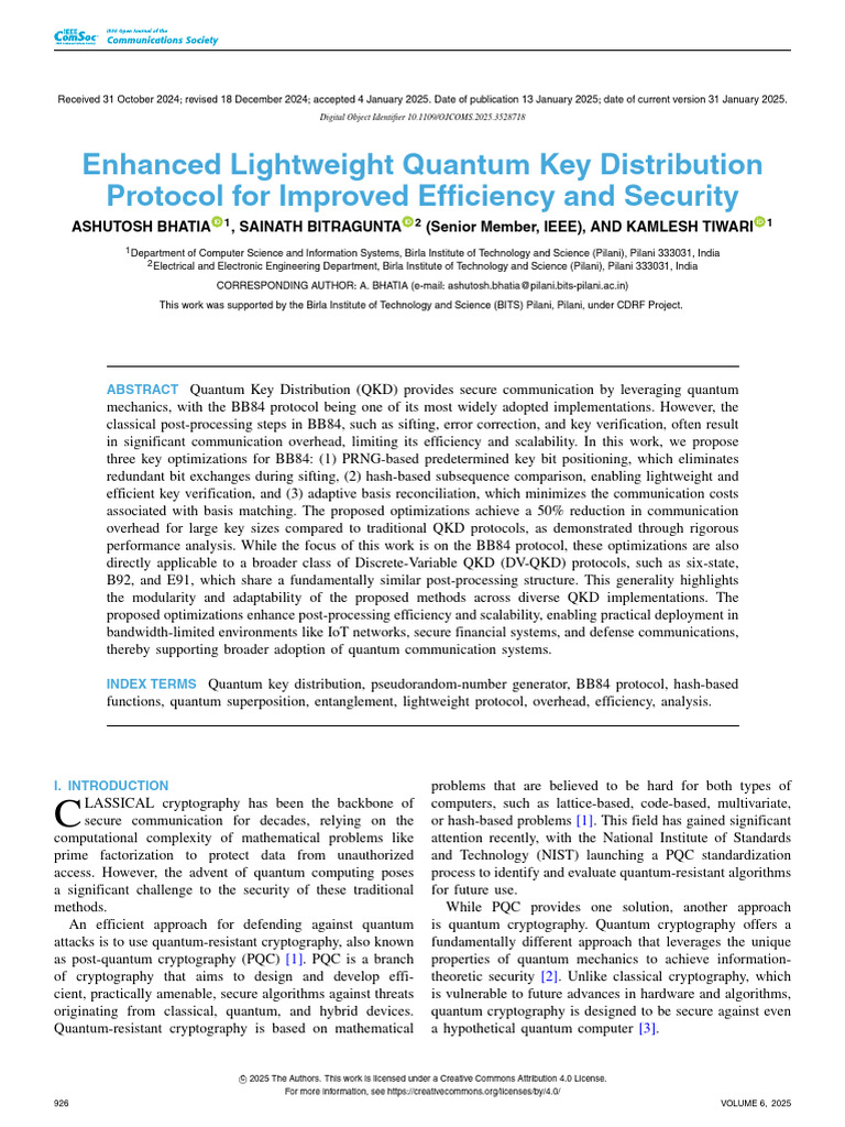 Enhanced Lightweight Quantum Key Distribution Protocol For Improved ...