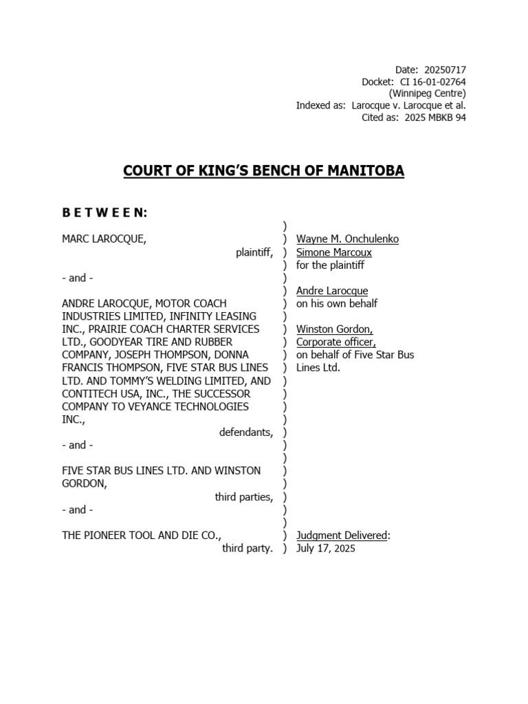 Larocque v. Larocque: Injury Case Summary | PDF | Negligence | Duty Of Care