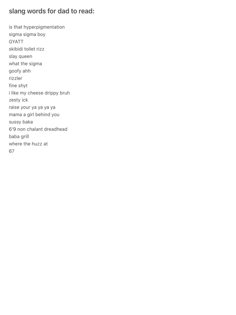 Slang Words for Dad to Read 2 | PDF