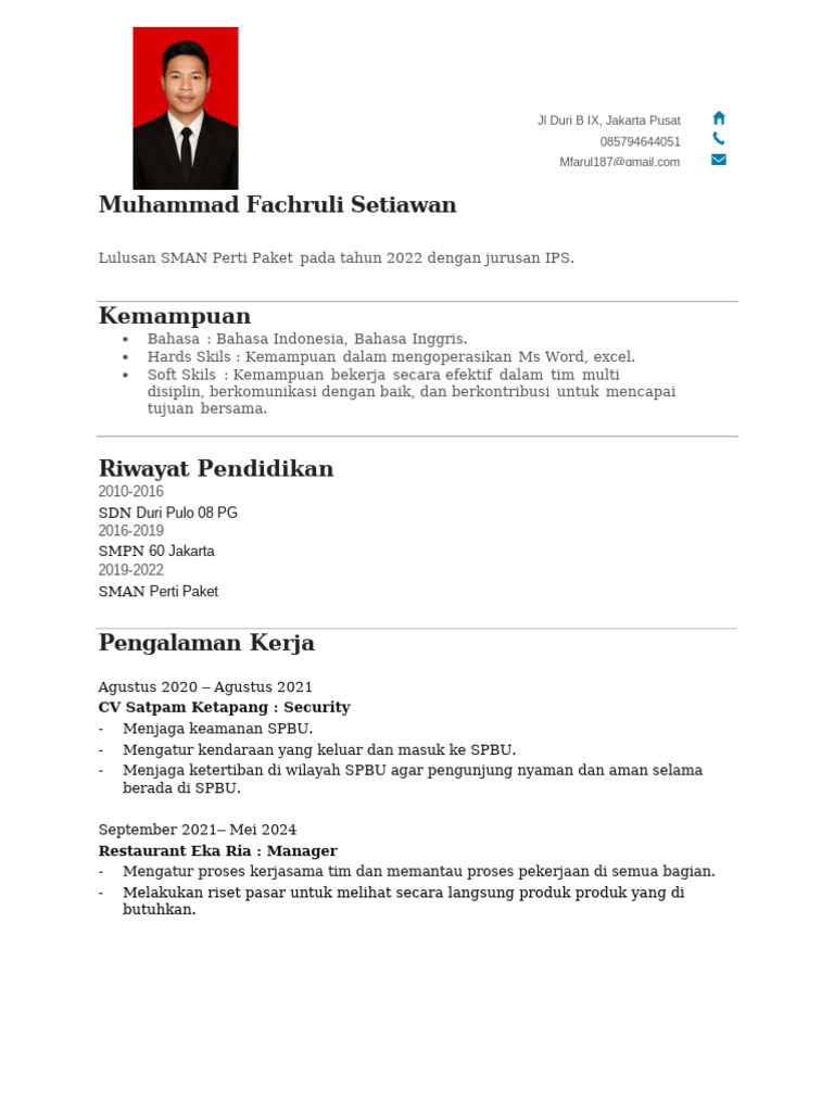 CV Muhammad Fachruli Setiawan | PDF