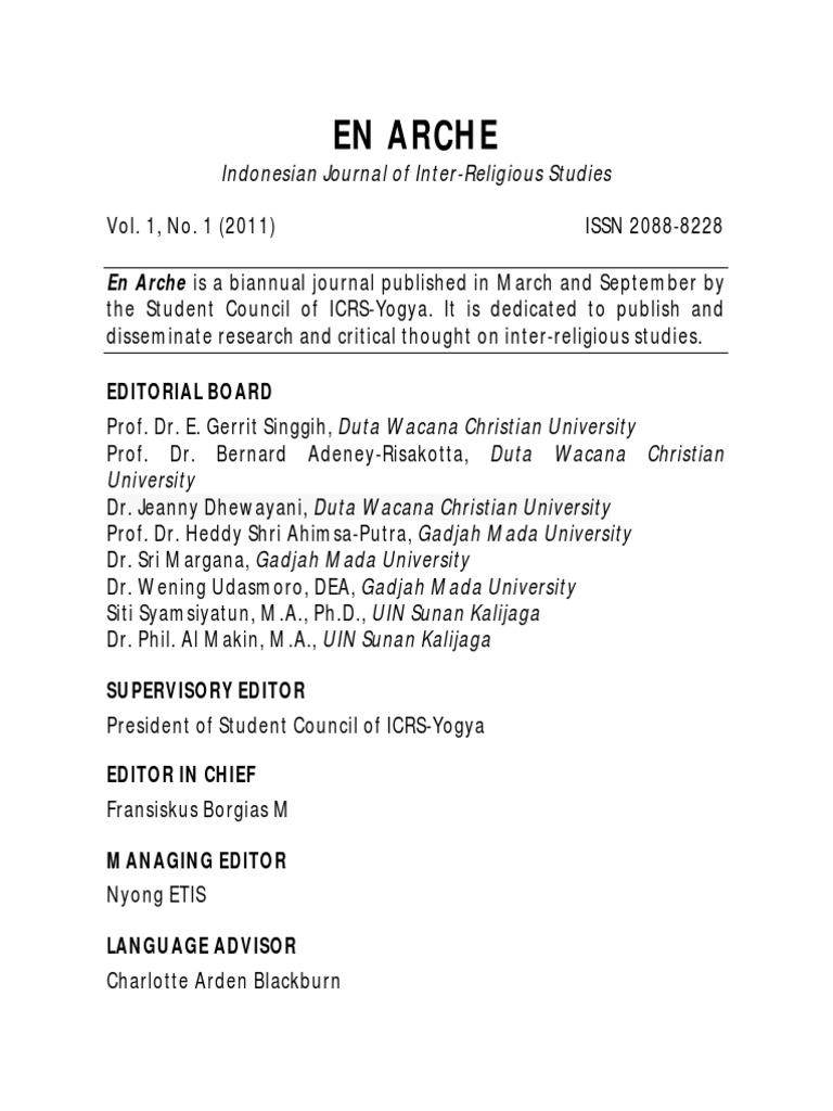 En Arche Vol 1 No 1 | PDF | Religious Pluralism | Rebellions