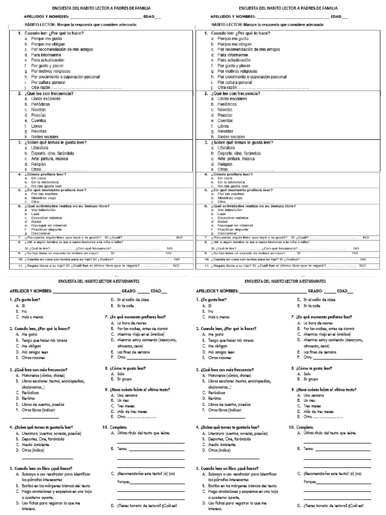 Encuestas de Lectura | PDF