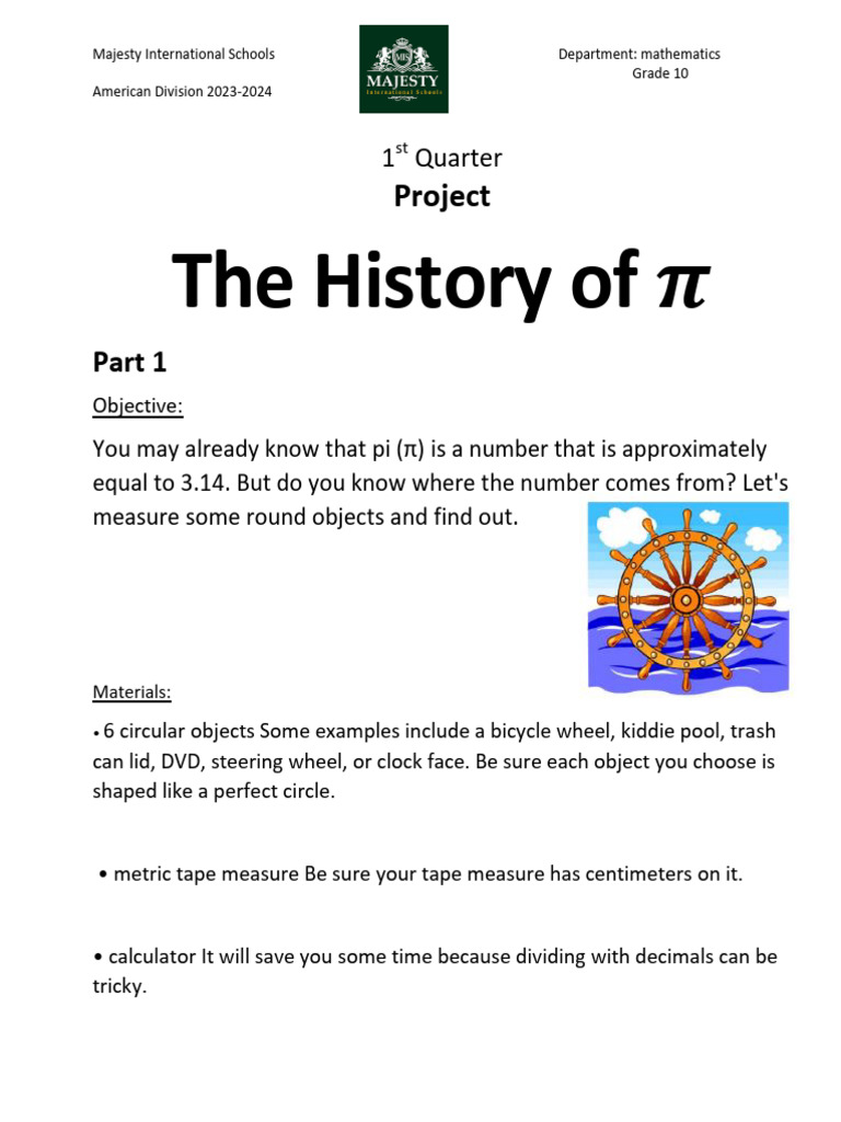 1st Quarter Project Finding Pi | PDF