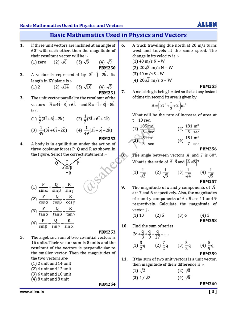 (Allen) (NCR) Complete Physics New Modules 2026 | PDF | Acceleration | Velocity