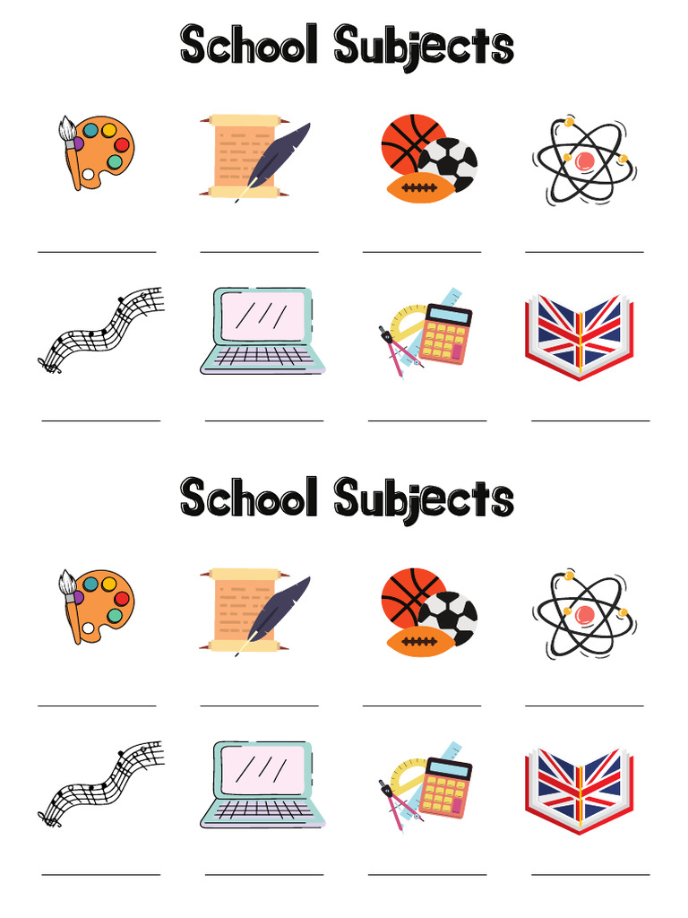 Print-Friendly School Subjects | PDF