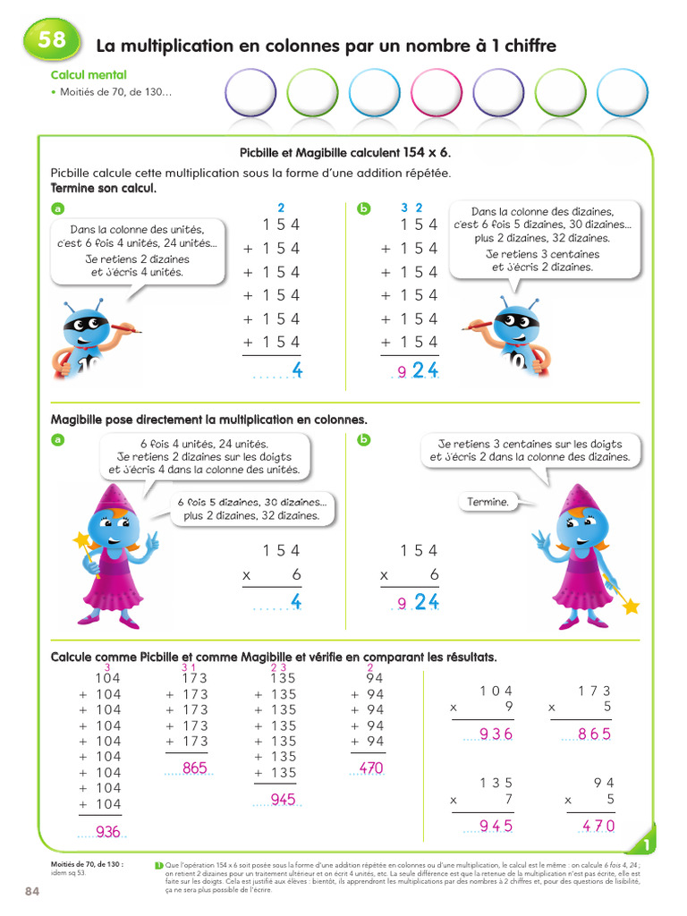 Multiplication et calcul en colonnes | PDF | Multiplication ...