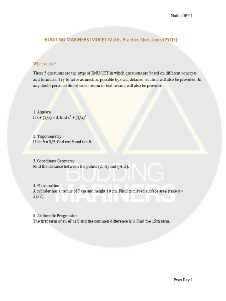 Maths Pyqs 1 Pdf