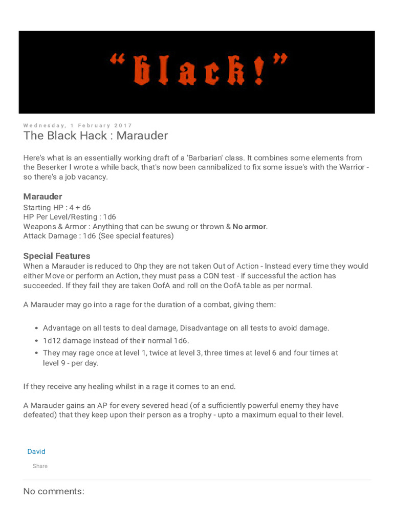 Black! - The Black Hack - Marauder | PDF