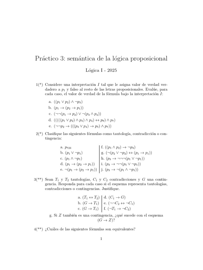 Evaluación de Lógica Proposicional 2025 | PDF | Sintaxis (Lógica ...