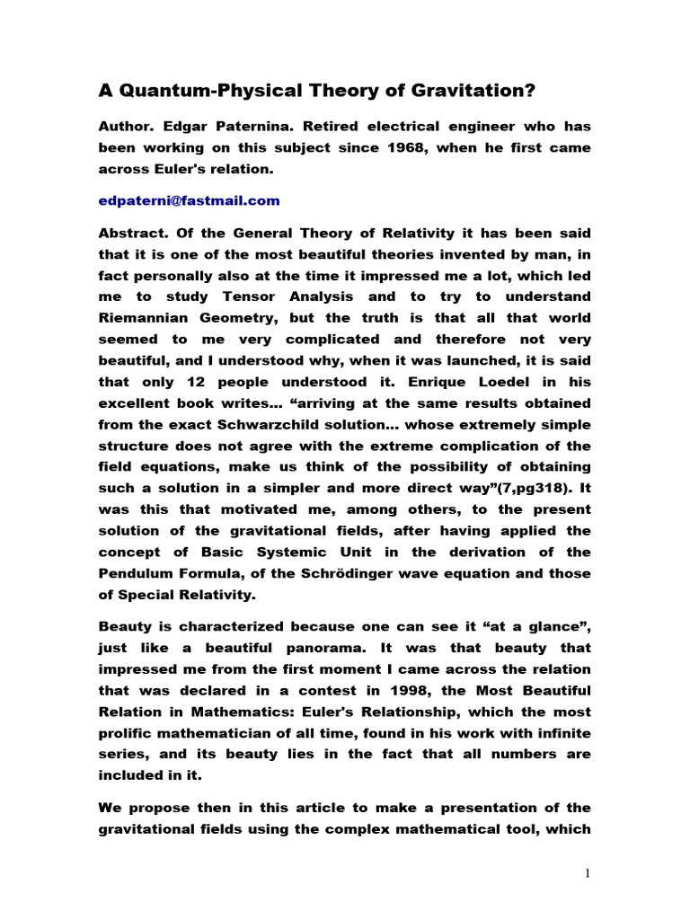 Quantum Theory of Gravitation Explained | PDF | General Relativity | Force