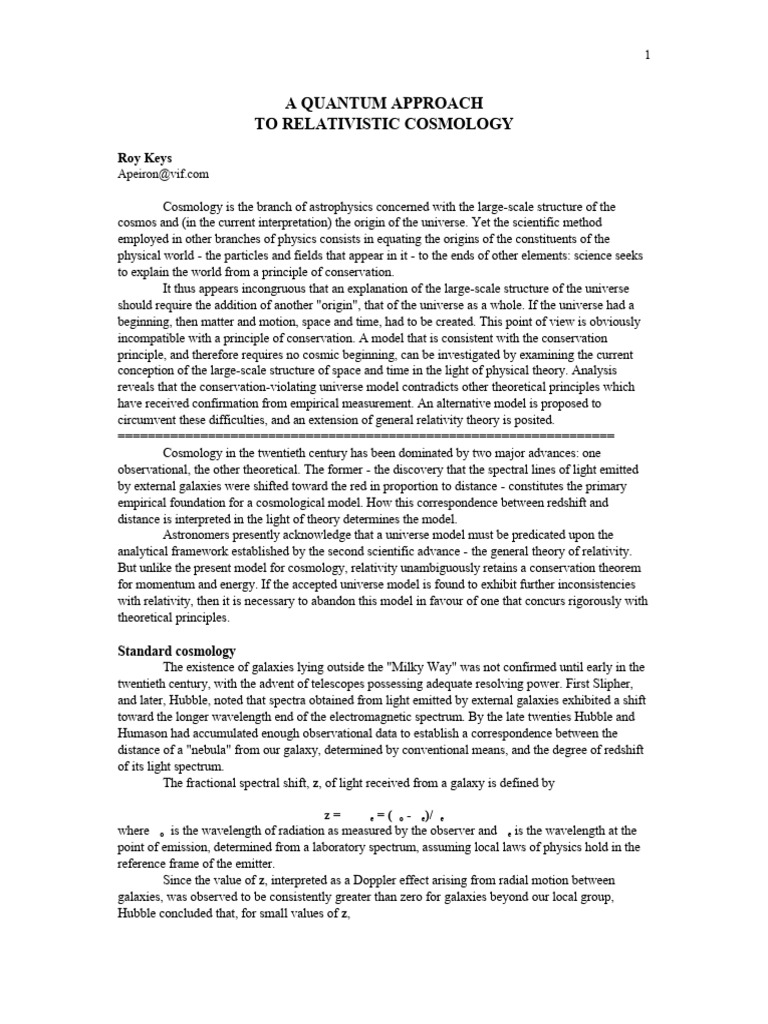 Quantum Relativity in Cosmology | PDF | General Relativity | Universe