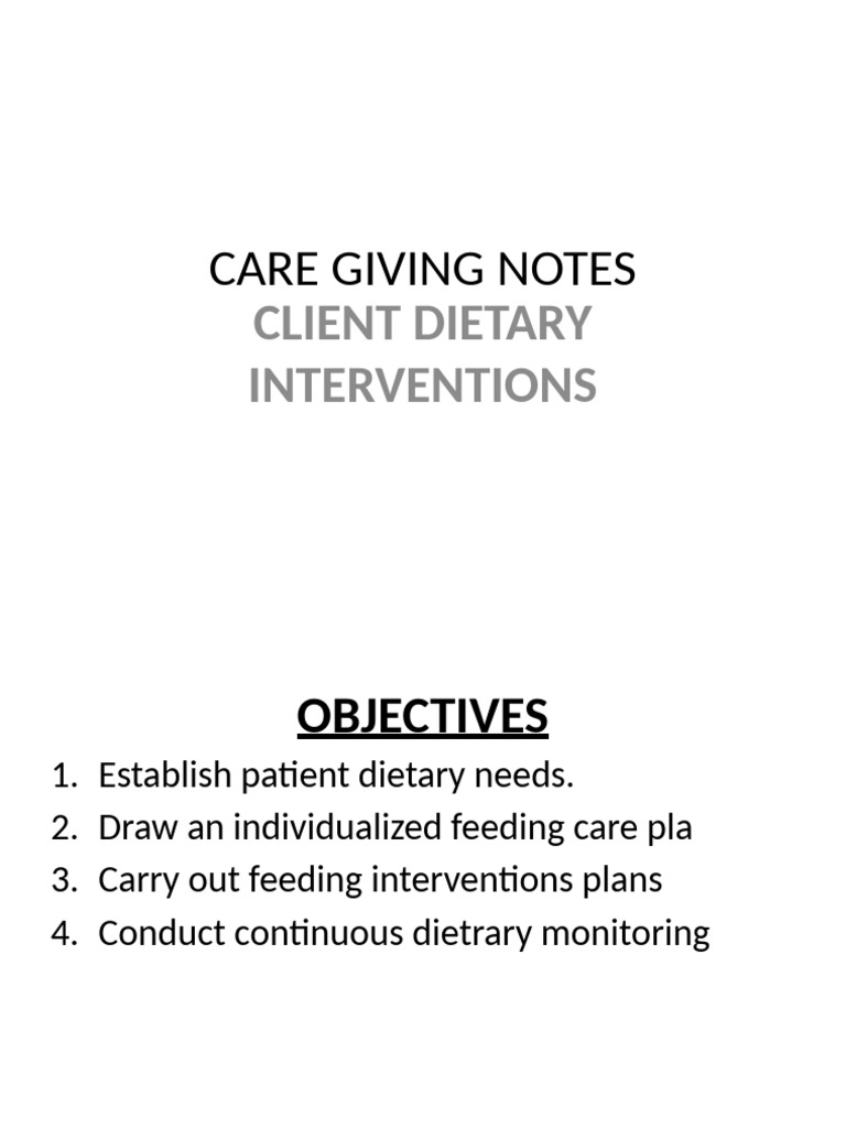 Dietary Interventions for Client Care | PDF | Diet (Nutrition) | Diet ...