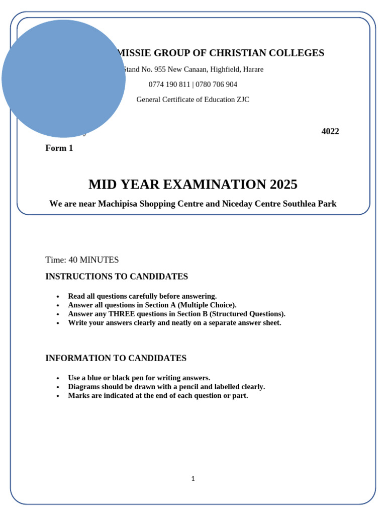 Geography Mid-Year Exam 2025 | PDF | Rain | Ecosystem