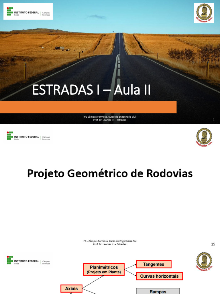 Aulas 9 e 10 - Estradas I - 31.05.2024 | PDF | Curva | Tangente