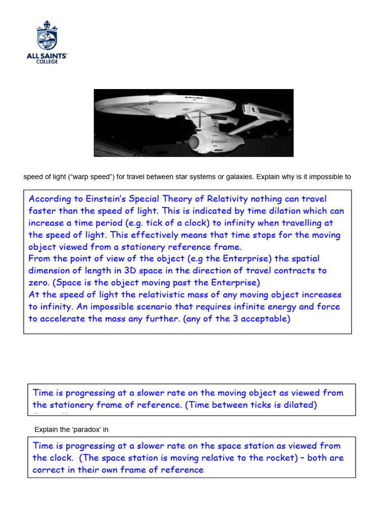 Special Relativity Practice Questions | PDF | Special Relativity ...