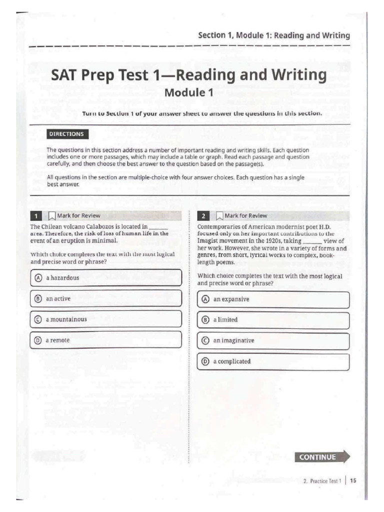 Practice Test Module 1 Princeton | PDF