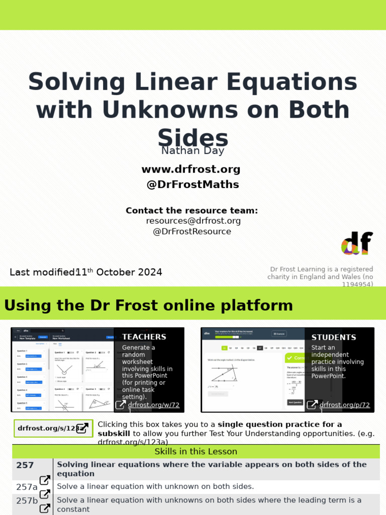 Solving Linear Equations with Unknowns | PDF | Equations | Mathematical ...