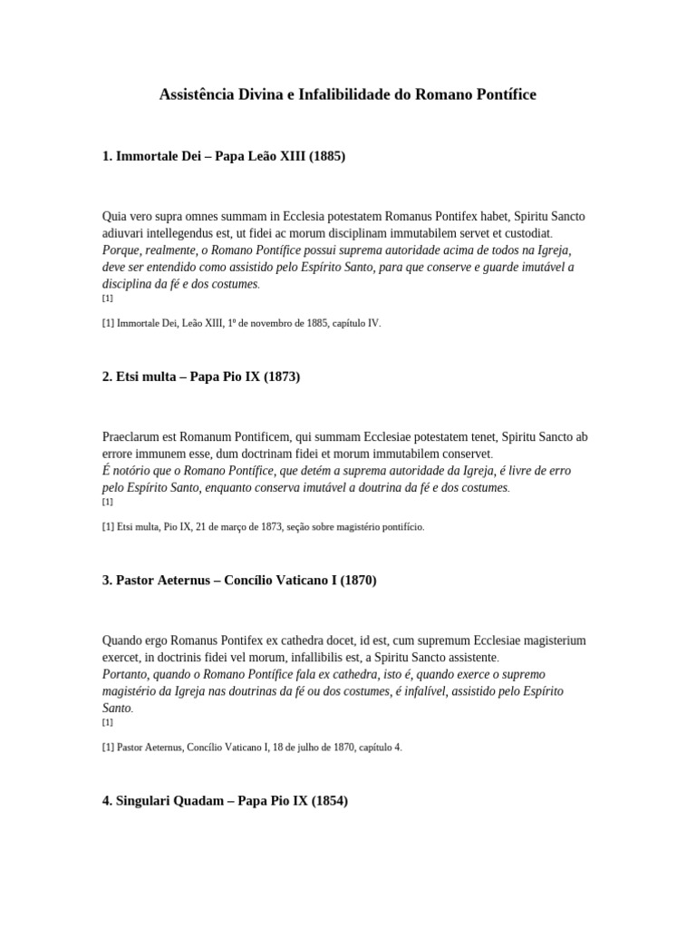 Infalibilidade Romano Pontifice Tradicionalismo | PDF