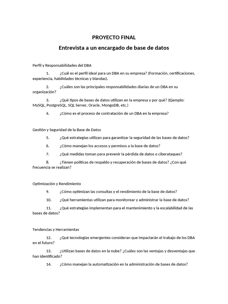 Proyecto Final Base de Datos | PDF