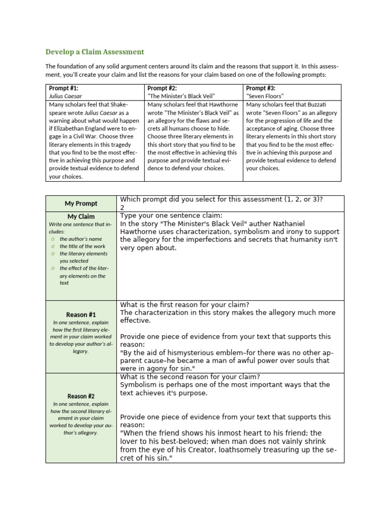Developing a Claim for Literature | PDF