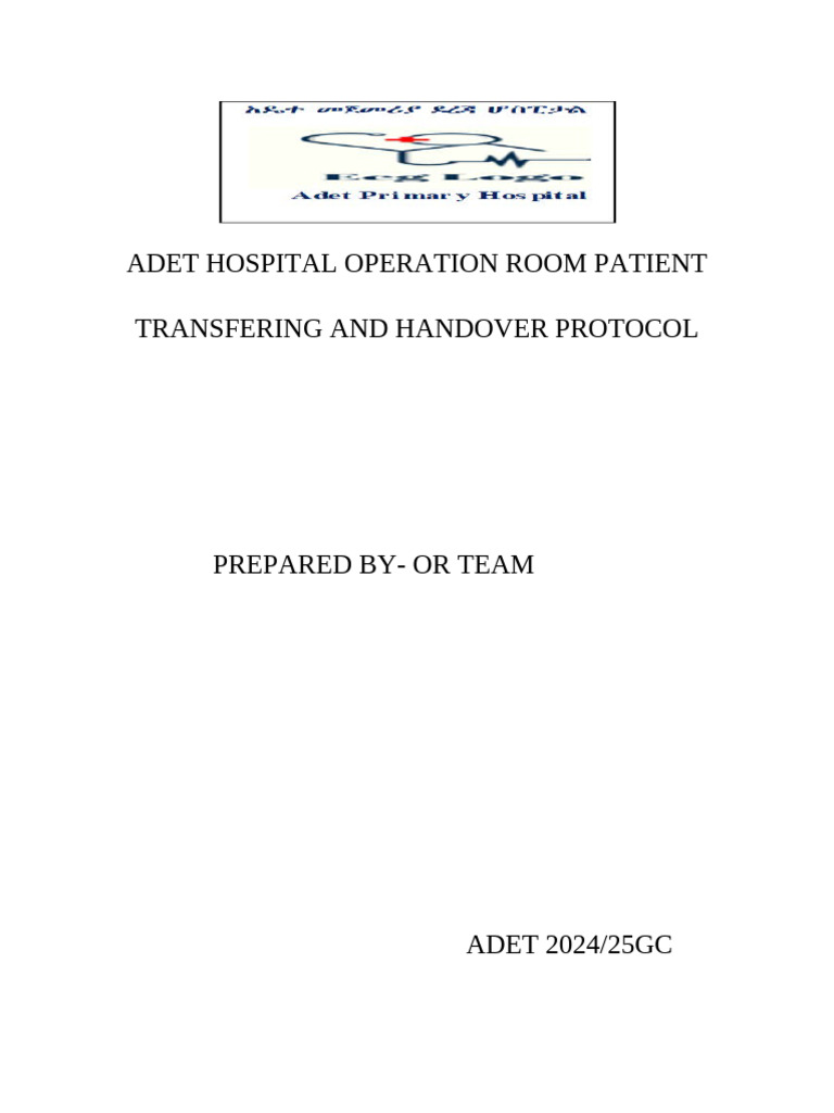 Operating Room Patient Transfer Protocol | PDF | Intensive Care ...
