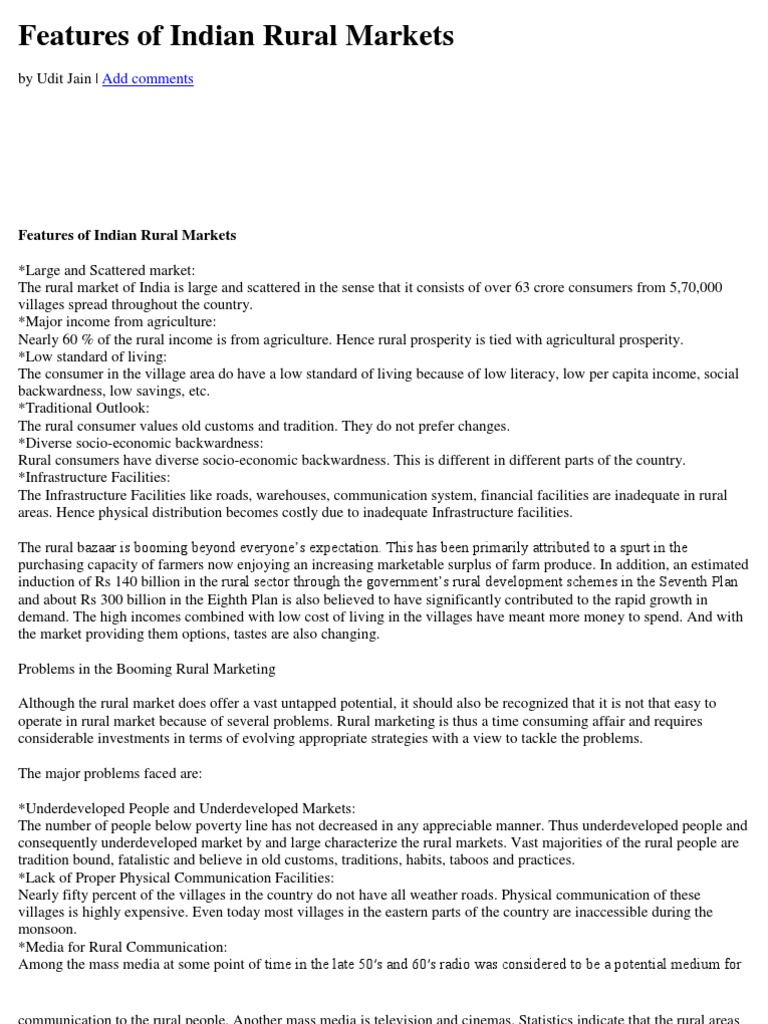 Features of Indian Rural Markets | PDF | Retail | Brand