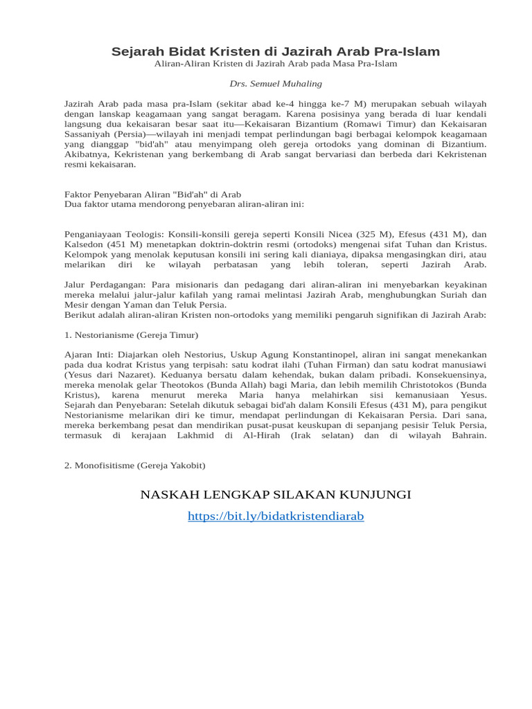 Bidat Kristen di Jazirah Arab Pra-Islam | PDF