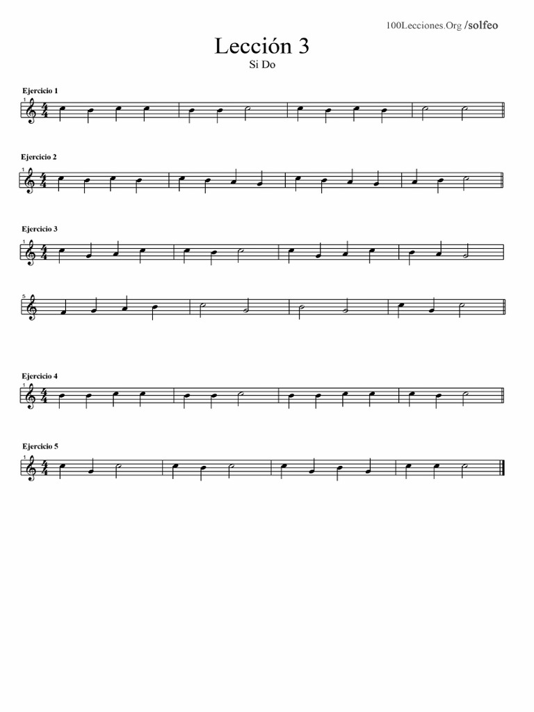 Curso de Solfeo Leccion 3 Si Do 100LeccionesOrg | PDF