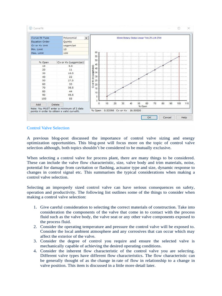 Control Valve Selection Criteria Explained | PDF | Valve | Pump