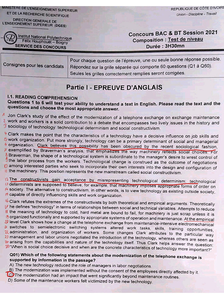 BAC 2021 English Test Guidelines | PDF | Academic Discipline Interactions