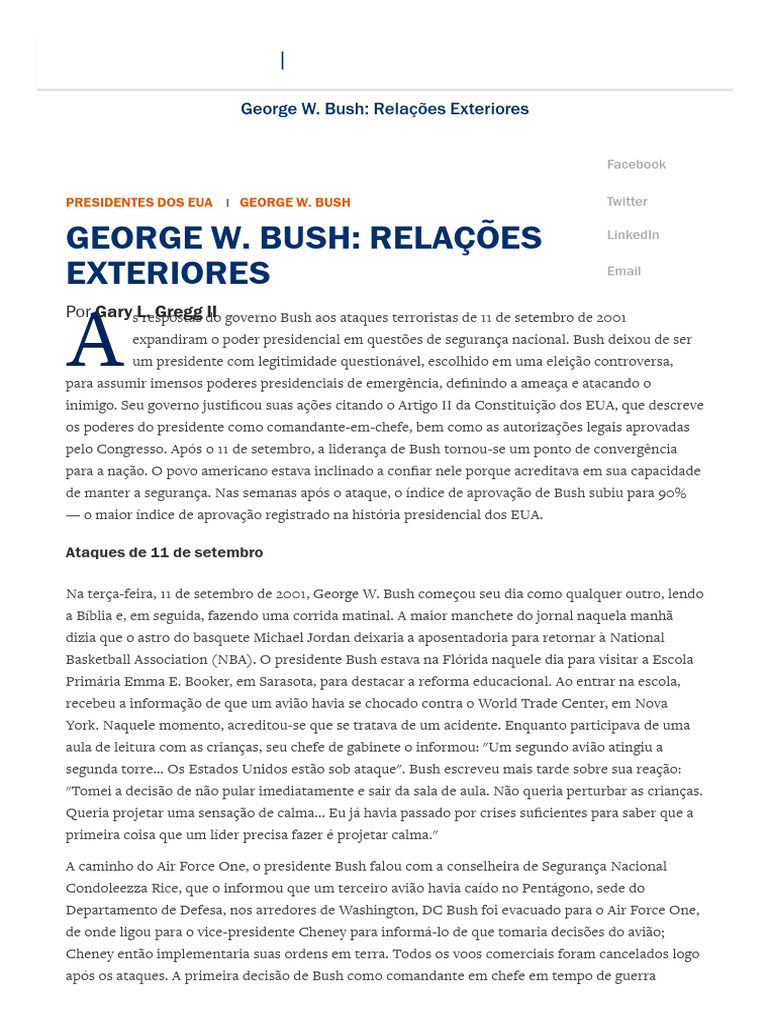 George W. Bush - Relações Exteriores - Miller Center | PDF | George W ...