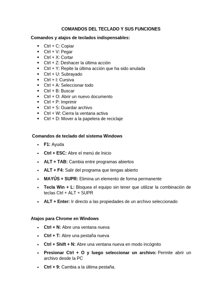 Comandos de Teclado Esenciales | PDF | Ventana (informática) | Software ...