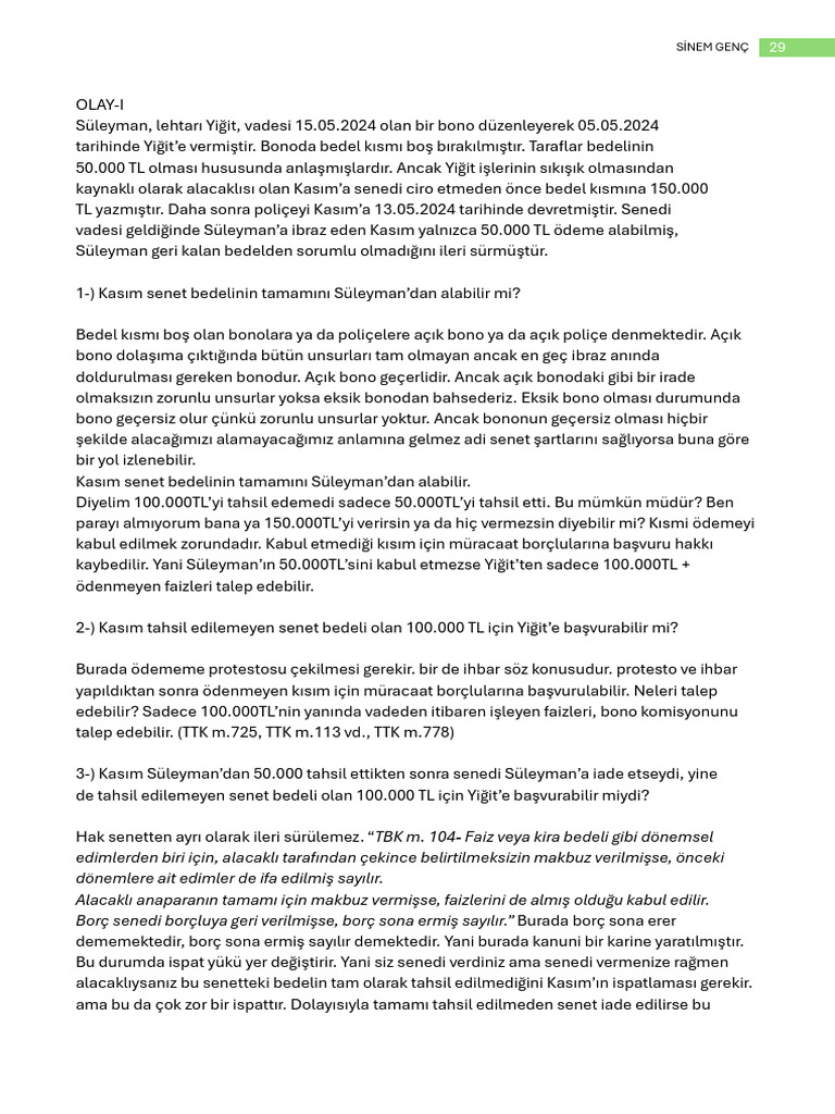 Kiymetli̇ Evrak Hukuku 2. Dönem Son Hafta | PDF