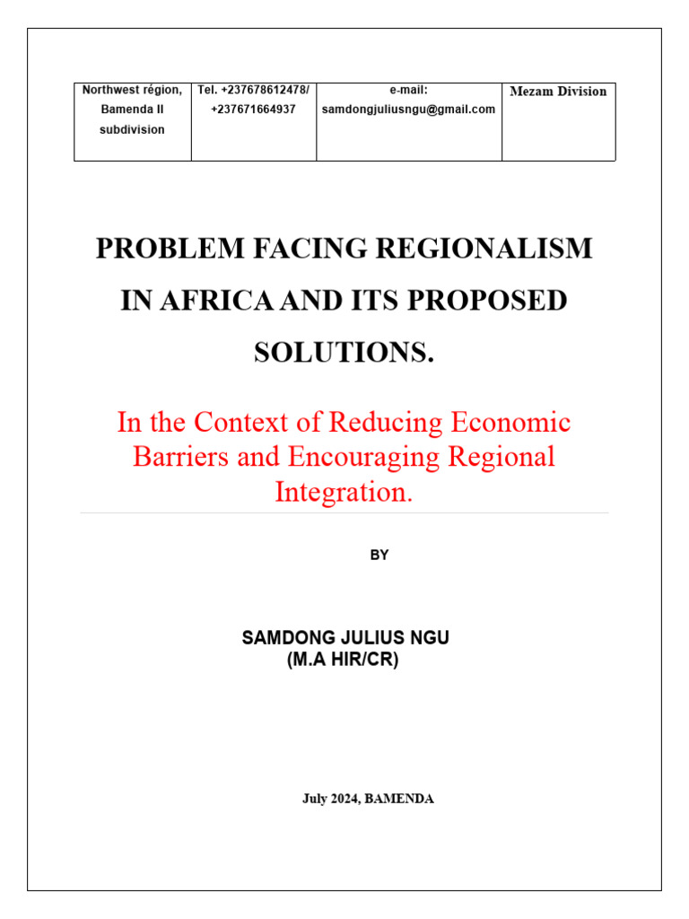 Challenges and Solutions for African Regionalism | PDF | Africa ...