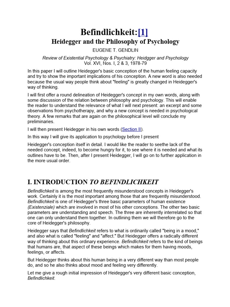 Heidegger's Concept of Befindlichkeit Explained | PDF | Ontology ...