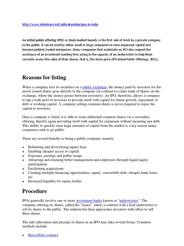 Understanding Initial Public Offerings | PDF | Initial Public Offering ...