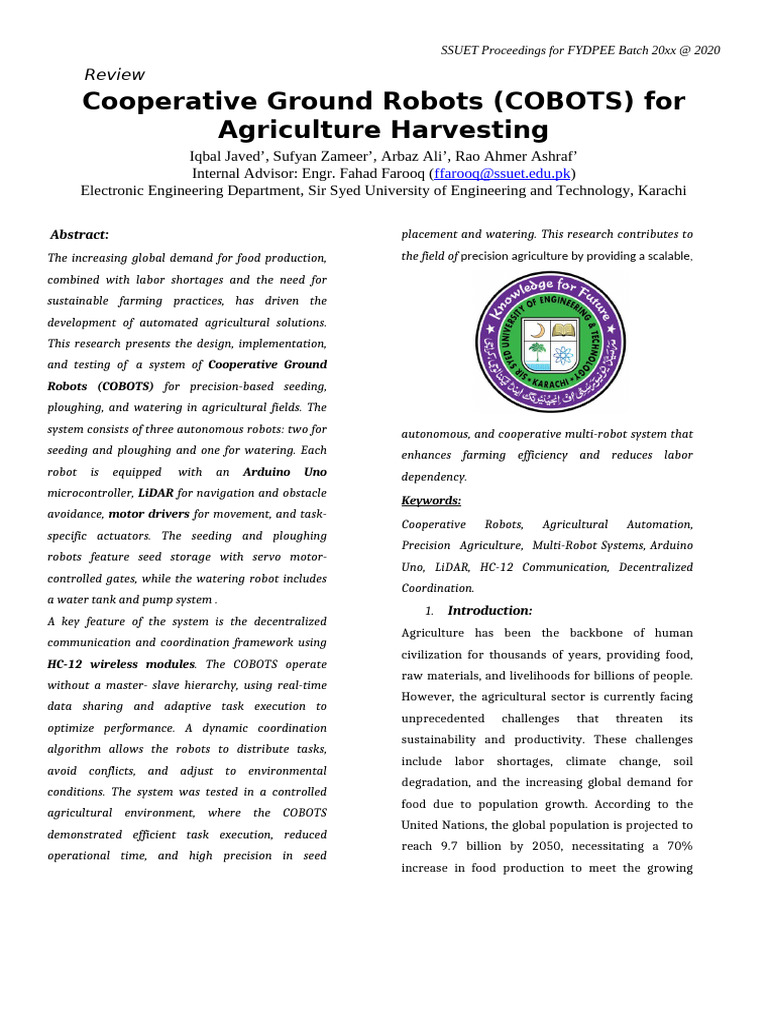 Research Paper Incomplete | PDF | Agriculture | Robot
