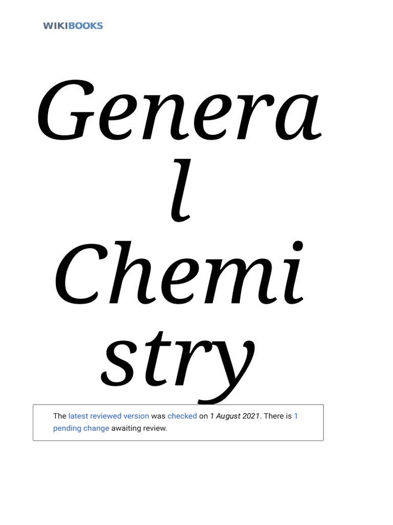 General Chemistry Overview | PDF | Chemistry | Chemical Bond