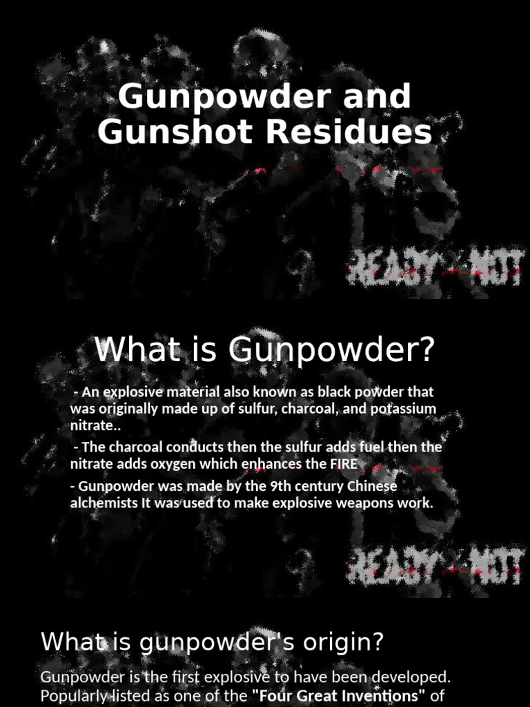 Gunpowder Composition and Residue Testing | PDF | Gunpowder | Gun