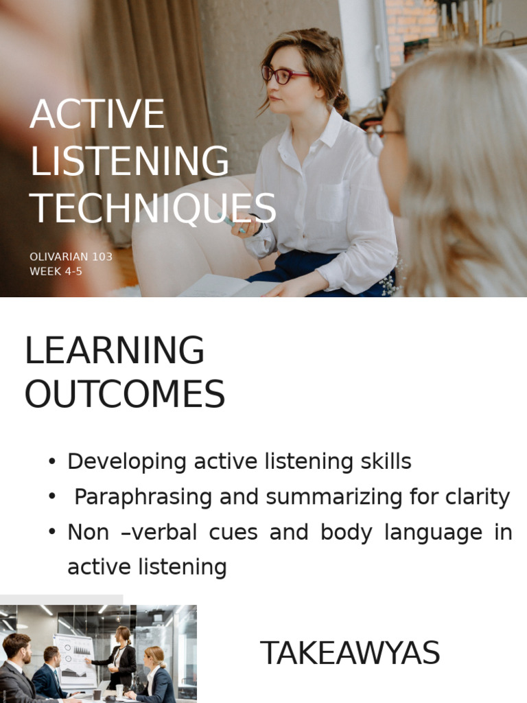Active Listening Techniques Explained | PDF | Cognitive Psychology ...
