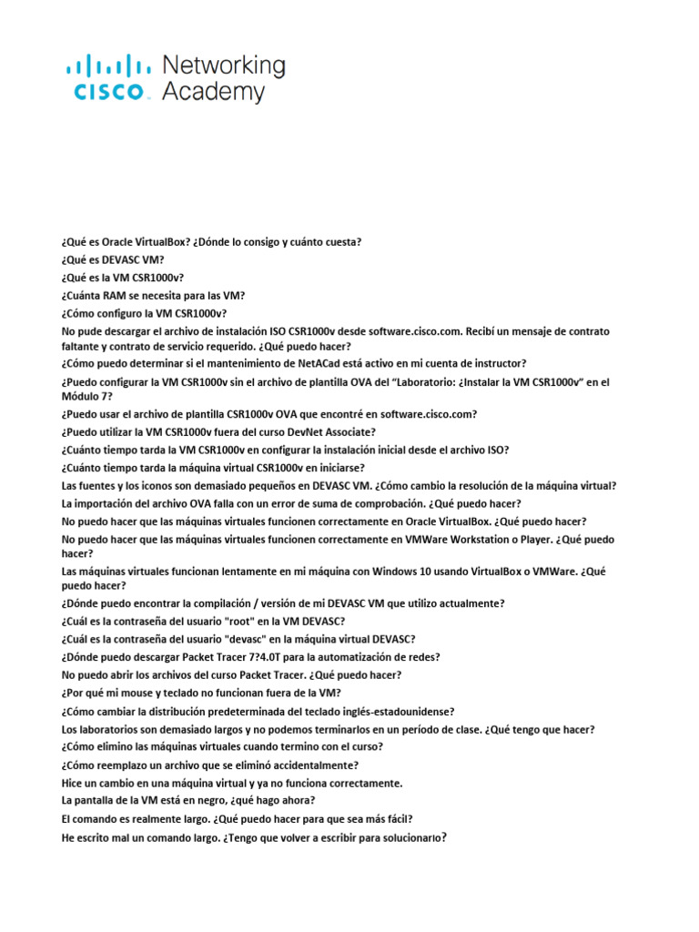 FAQ sobre DEVASC VM de Cisco | PDF | V Mware | Máquina virtual
